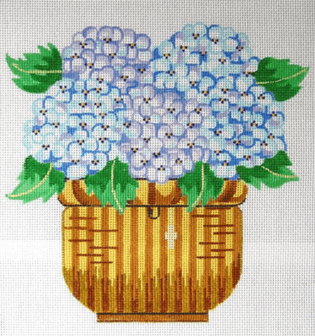 Silver Needle Needlepoint Nantucket Basket with Hydrangeas – Erica Wilson