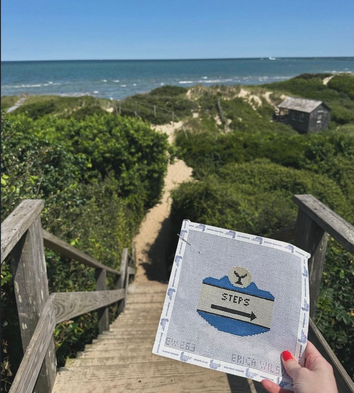 Erica Wilson Signs Around Nantucket Needlepoint Canvas