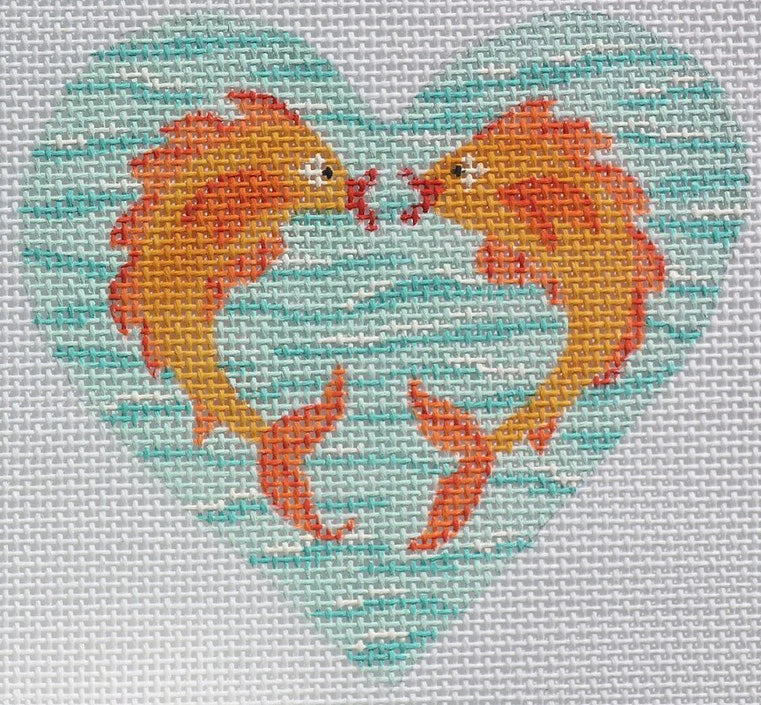 Kate Dickerson Needlepoint Kissy Fish Mini Heart – Erica Wilson