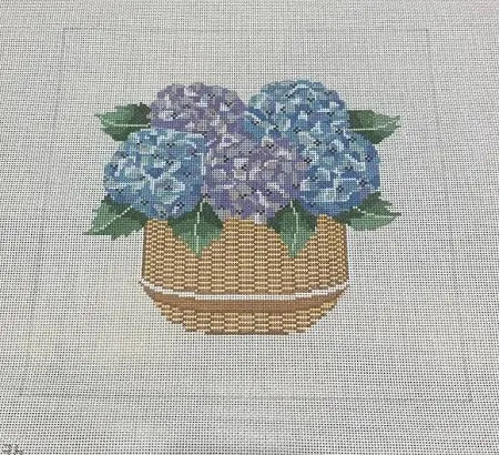 CBK Needlepoint Canvas Nantucket Basket With Hydrangeas – Erica Wilson