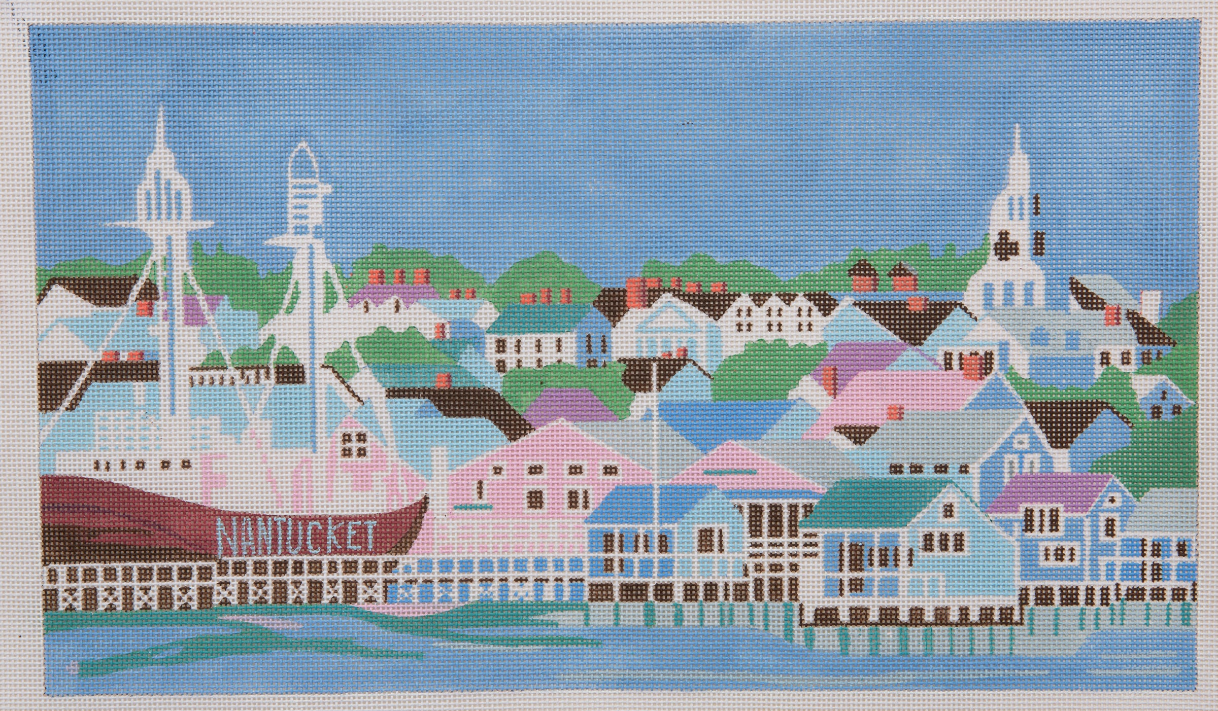 Nantucket Harbor Scene Needlepoint Canvas – Erica Wilson